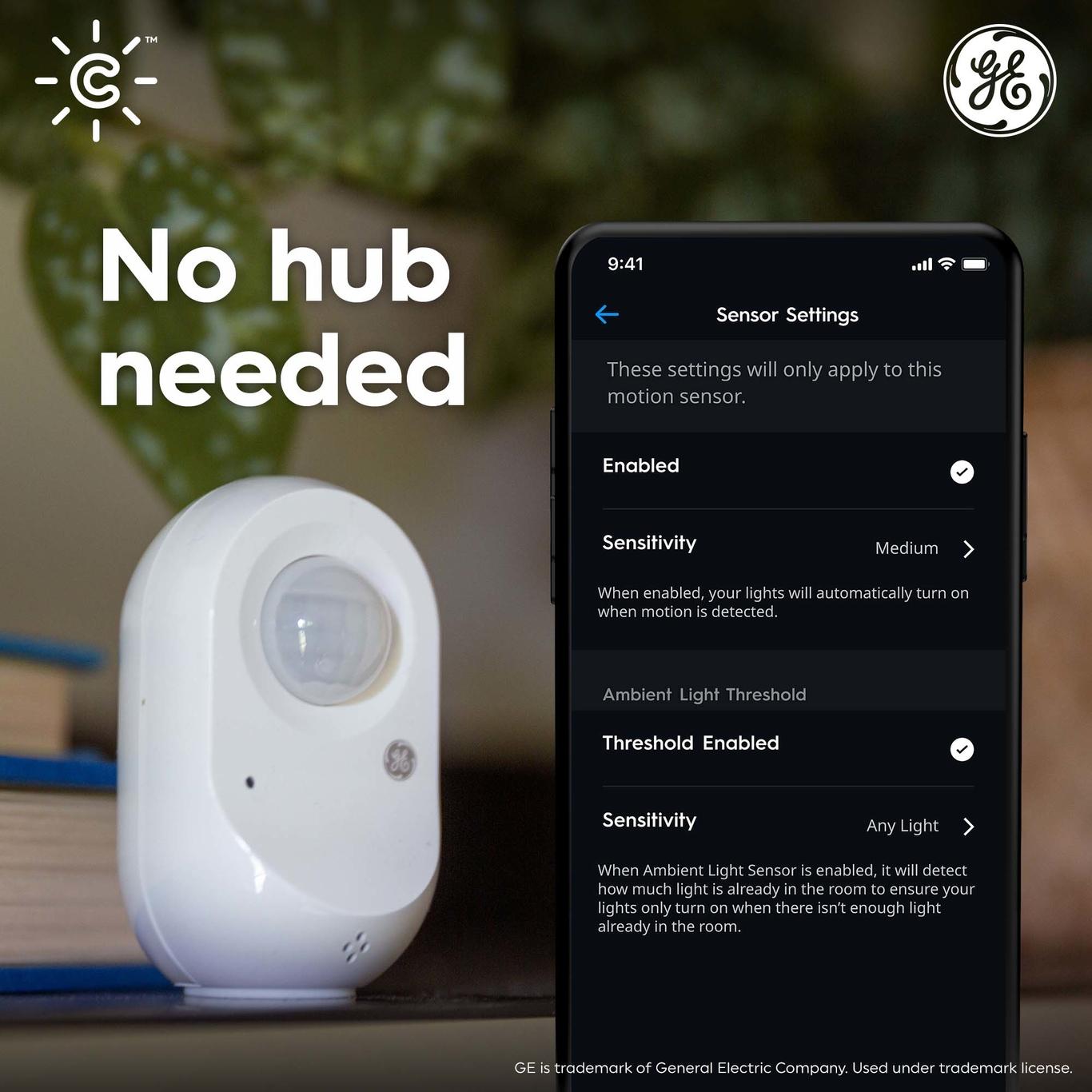 GE Cync Smart Wire-Free Motion Sensor, Bluetooth Enabled