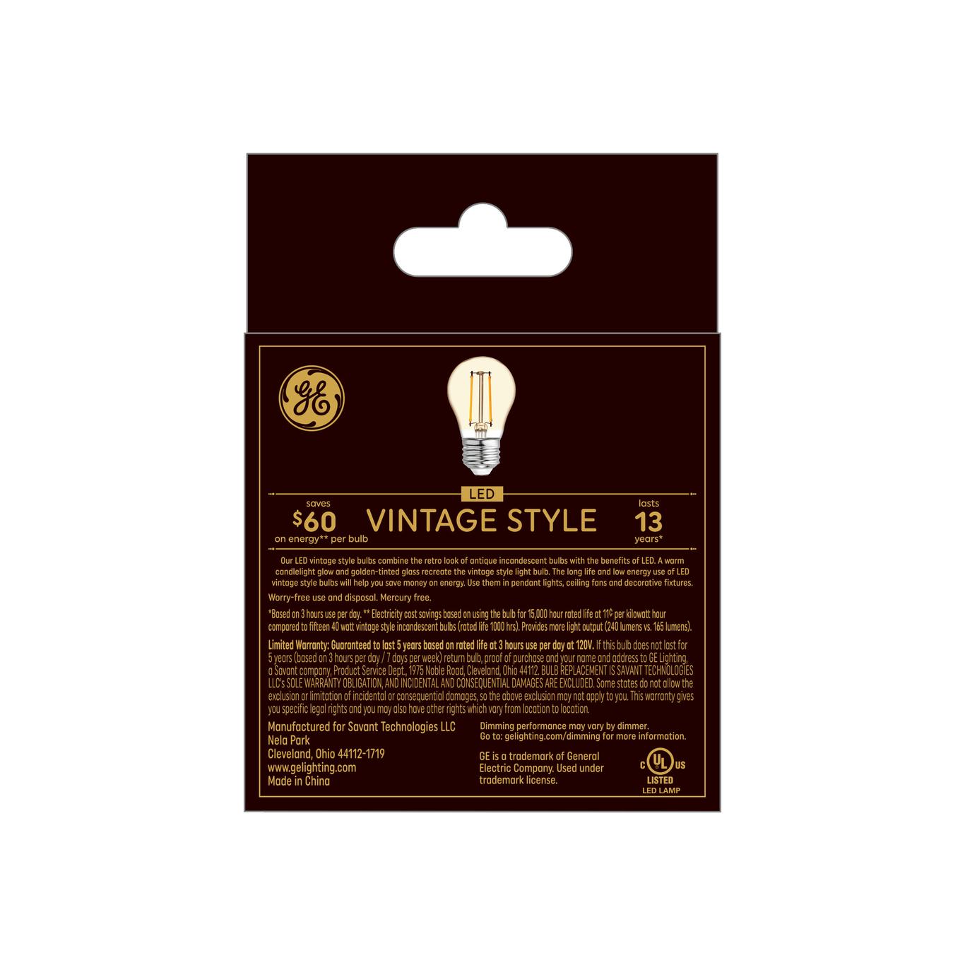 GE Vintage LED 40 Watt Replacement, Candlelight, A15 Ceiling Fan Bulbs ...