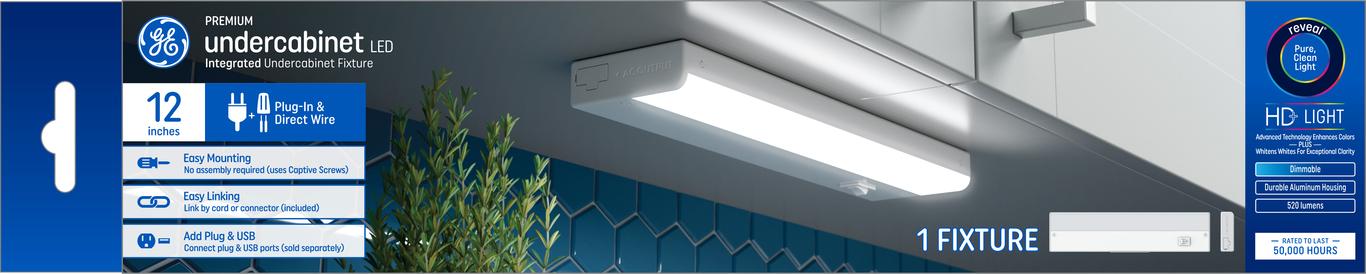 GE Reveal HD+ Color-Enhancing 8W LED Plug-in & Direct Wire 12in ...