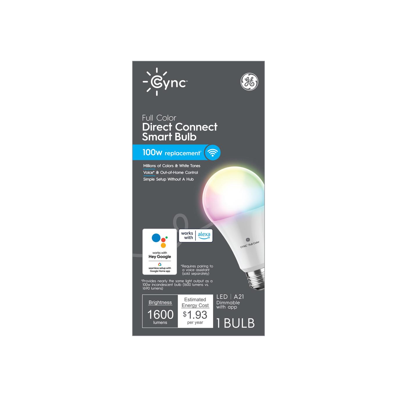 GE Cync A21 Smart LED Light Bulbs, Color Changing Smart WiFi Lights ...