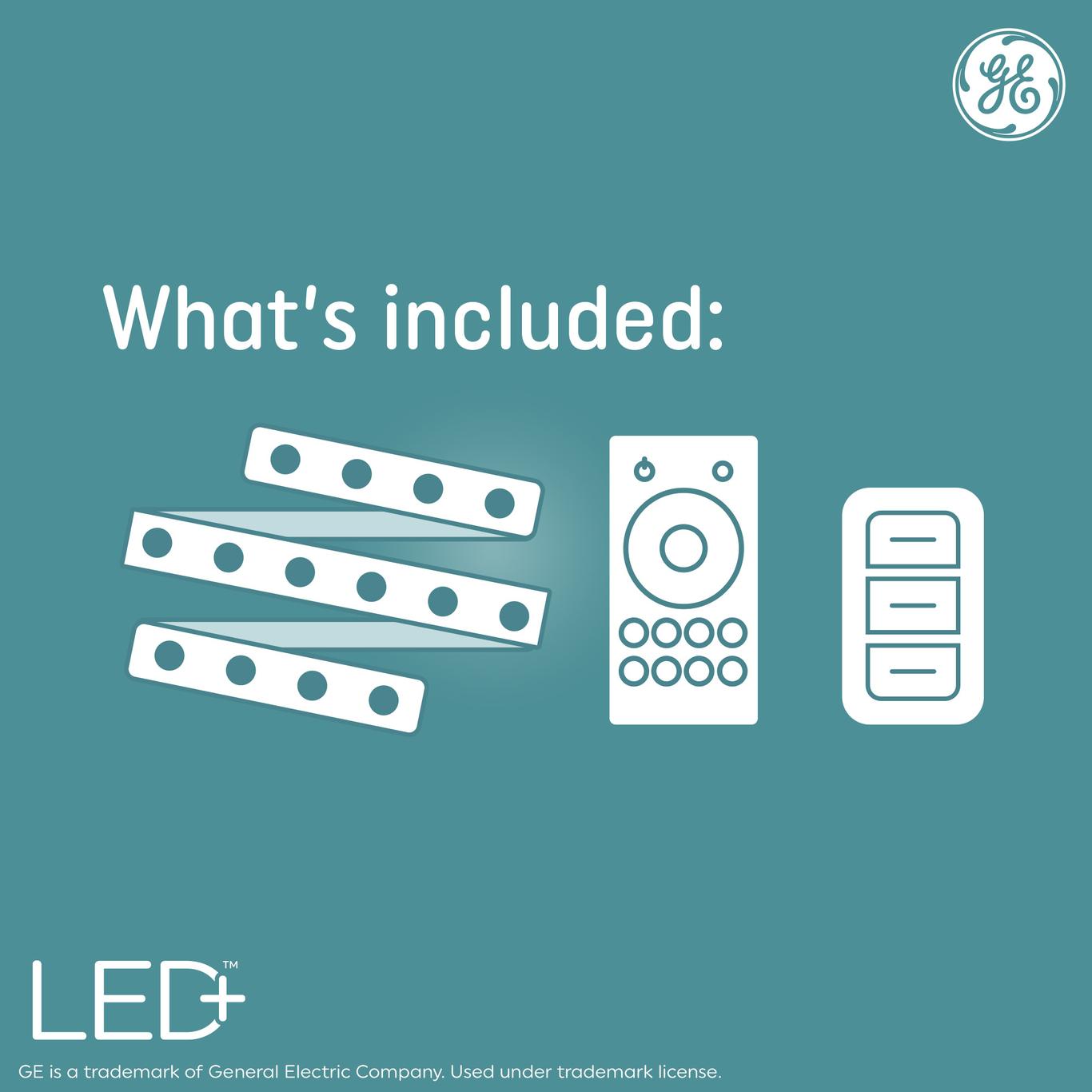GE LED+ Full Color Strip Light, 8W, Remote and Control Panel (1-Pack)
