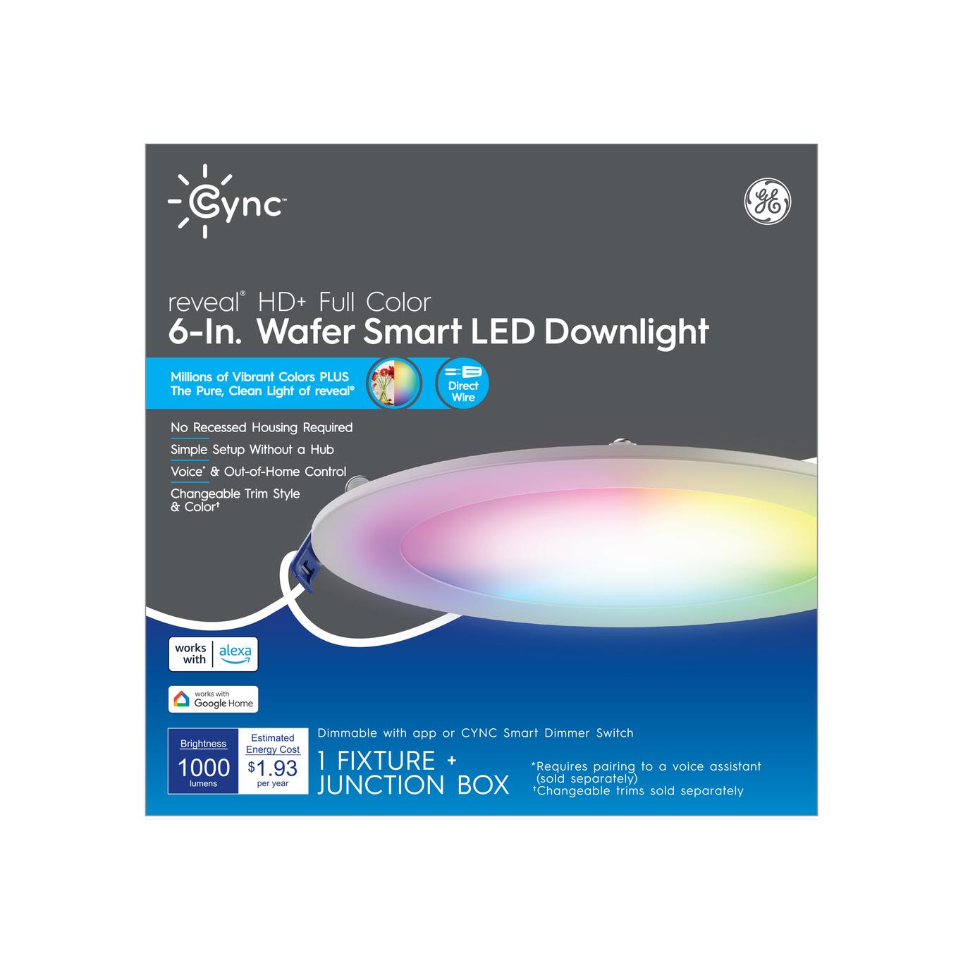 Cync Reveal HD+ Smart LED Wafer Lights, 6-Inch (1-Pack)