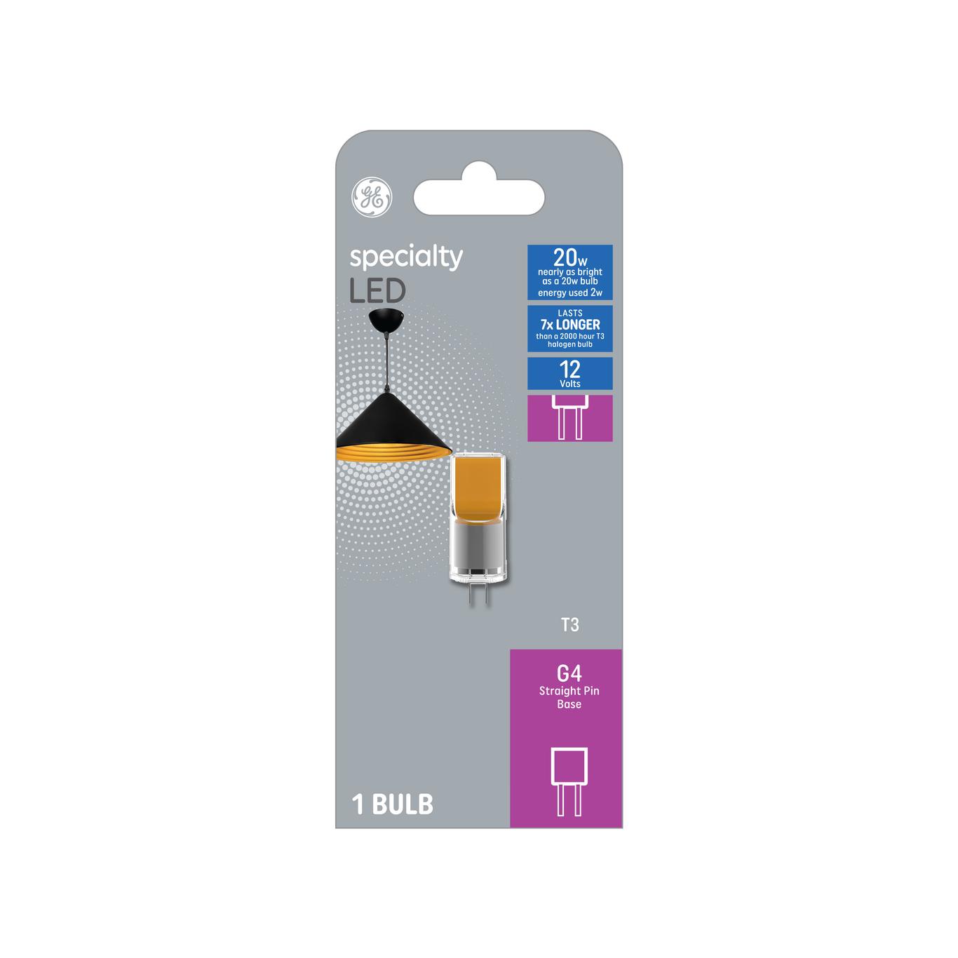 GE Specialty LED Light Bulb, T3 Bulb, 20 Watt Replacement, G4 Straight ...