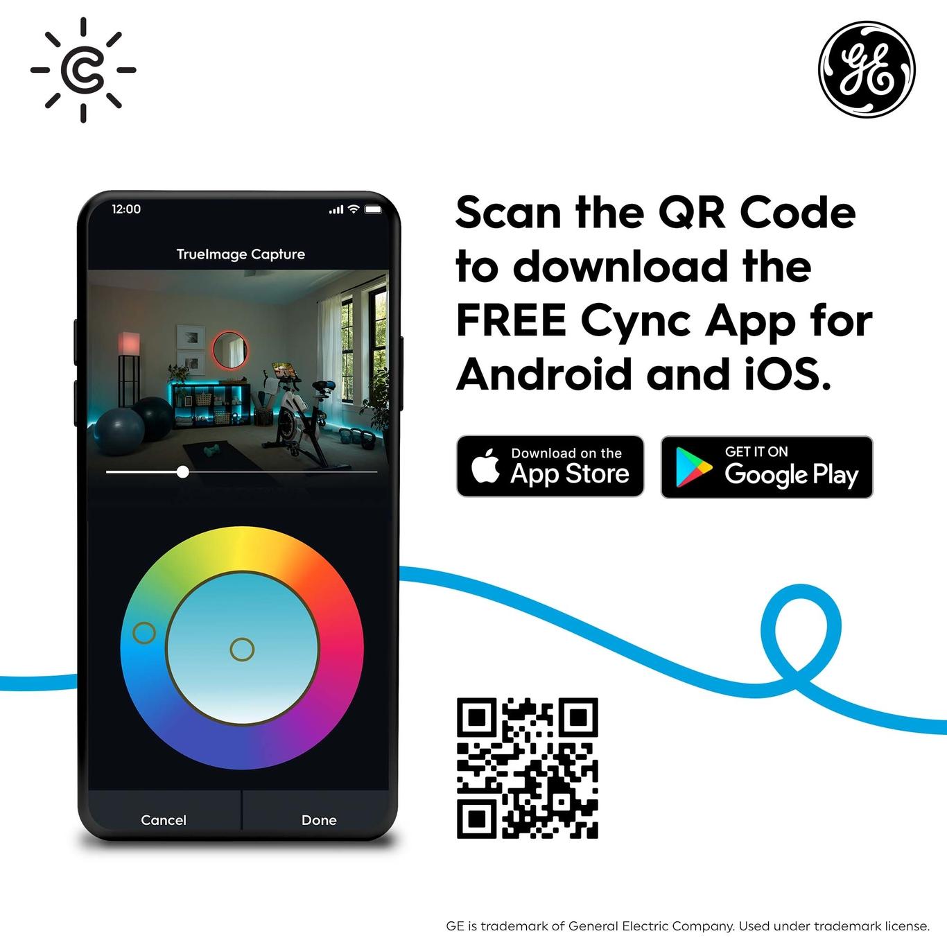 GE Cync Bluetooth Light Strips Smart LED Full Color, Works with Alexa ...