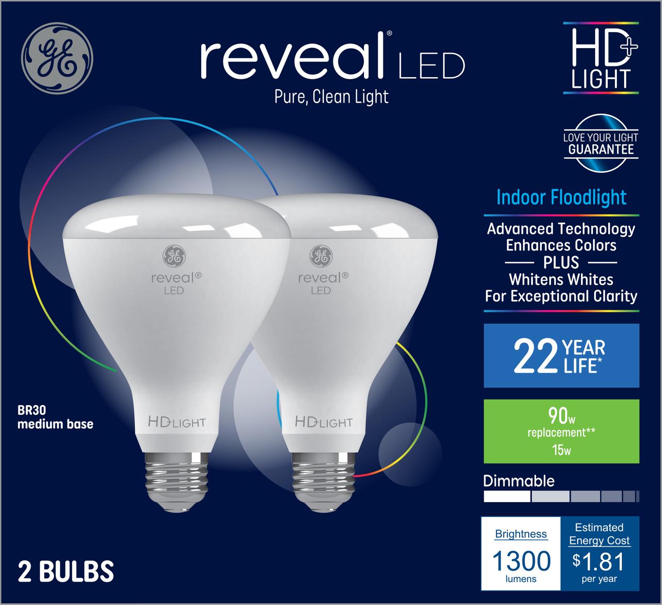GE Reveal HD+ LED 90 Watt Replacement, Reveal, BR30 Indoor Floodlight ...