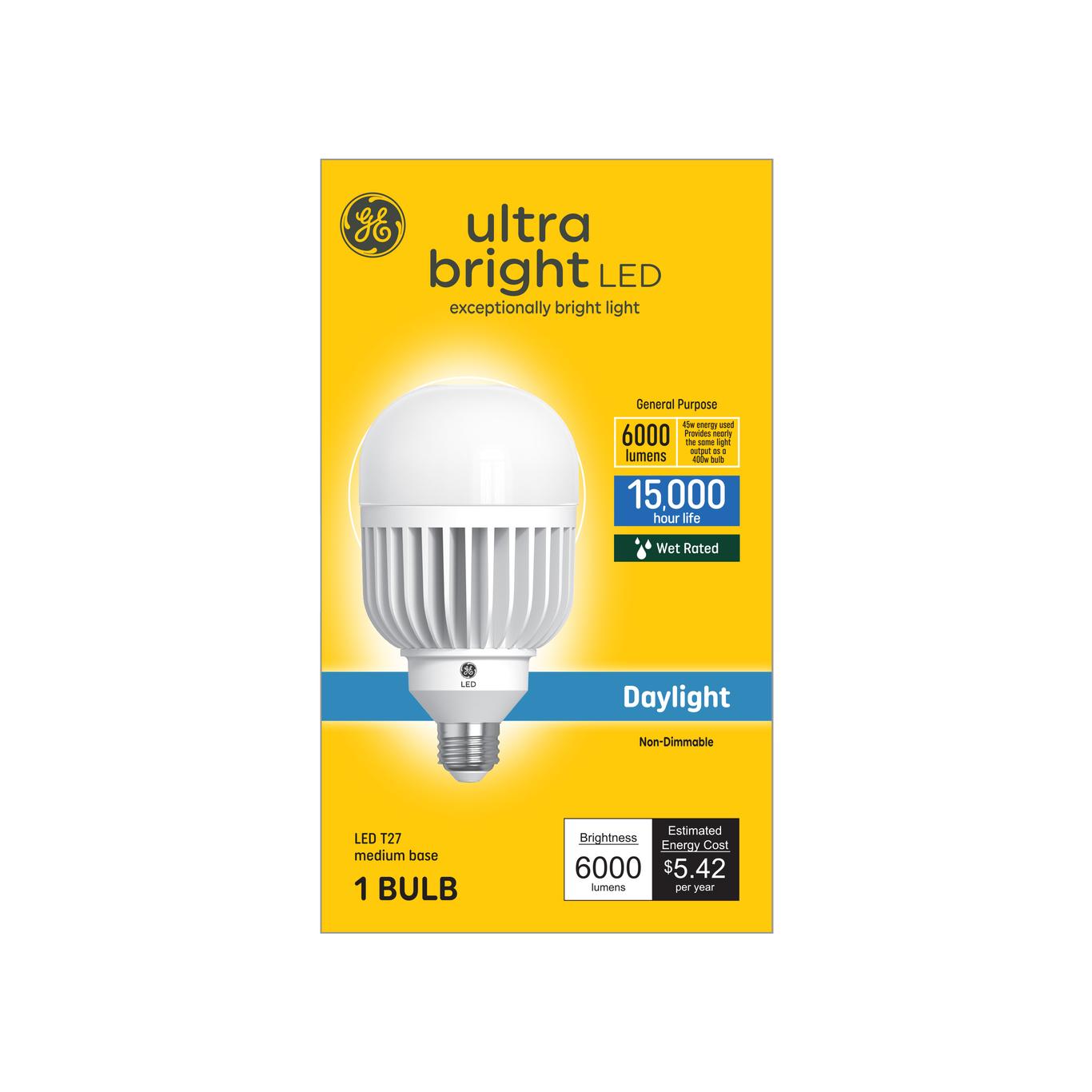 GE Ultra Bright LED 400 Watt Replacement, Daylight, T27 HID Bulb (1 Pack)