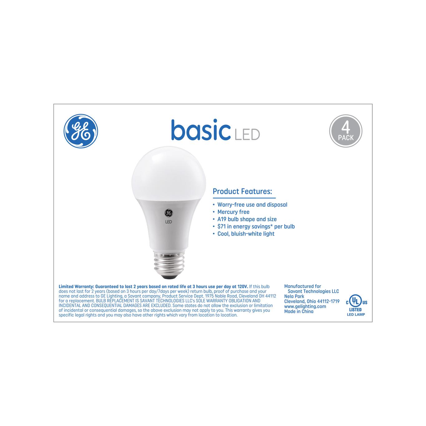 GE Basic LED 100 Watt Replacement, Daylight, A19 General Purpose Bulbs ...