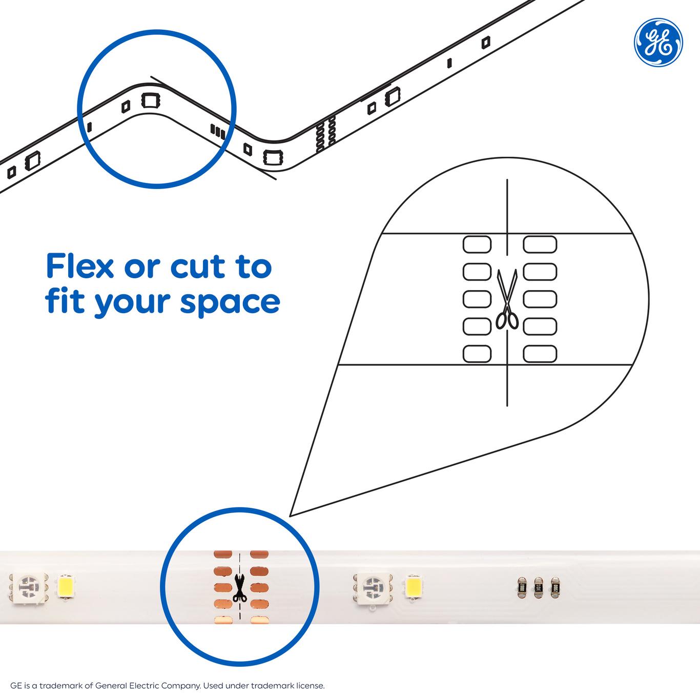 GE LED Tape Light, Undercabinet Plug-In Light Strip, Color Changing, 10ft