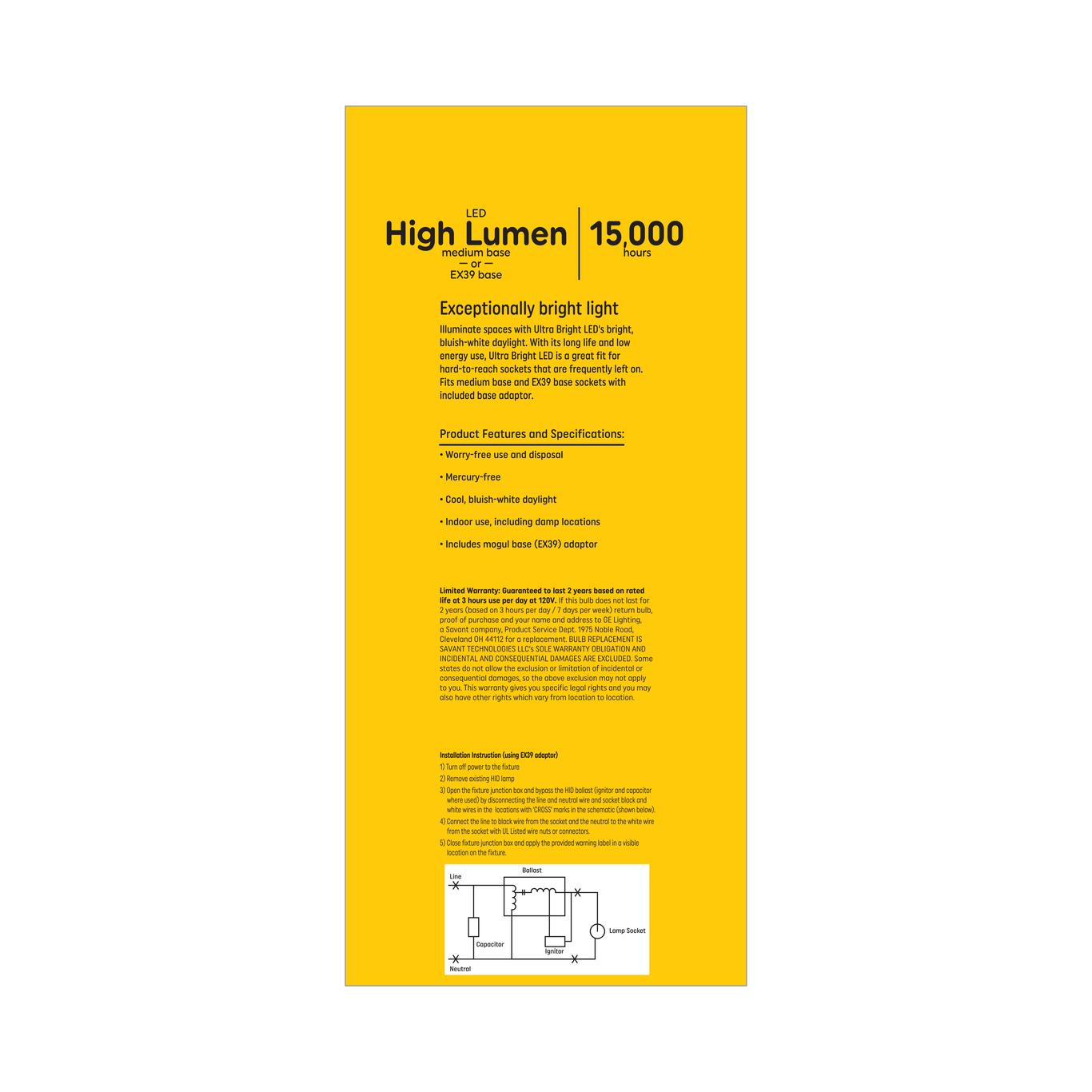 GE Ultra Bright LED 750 Watt Replacement, Daylight, T36 HID Bulb (1 Pack)