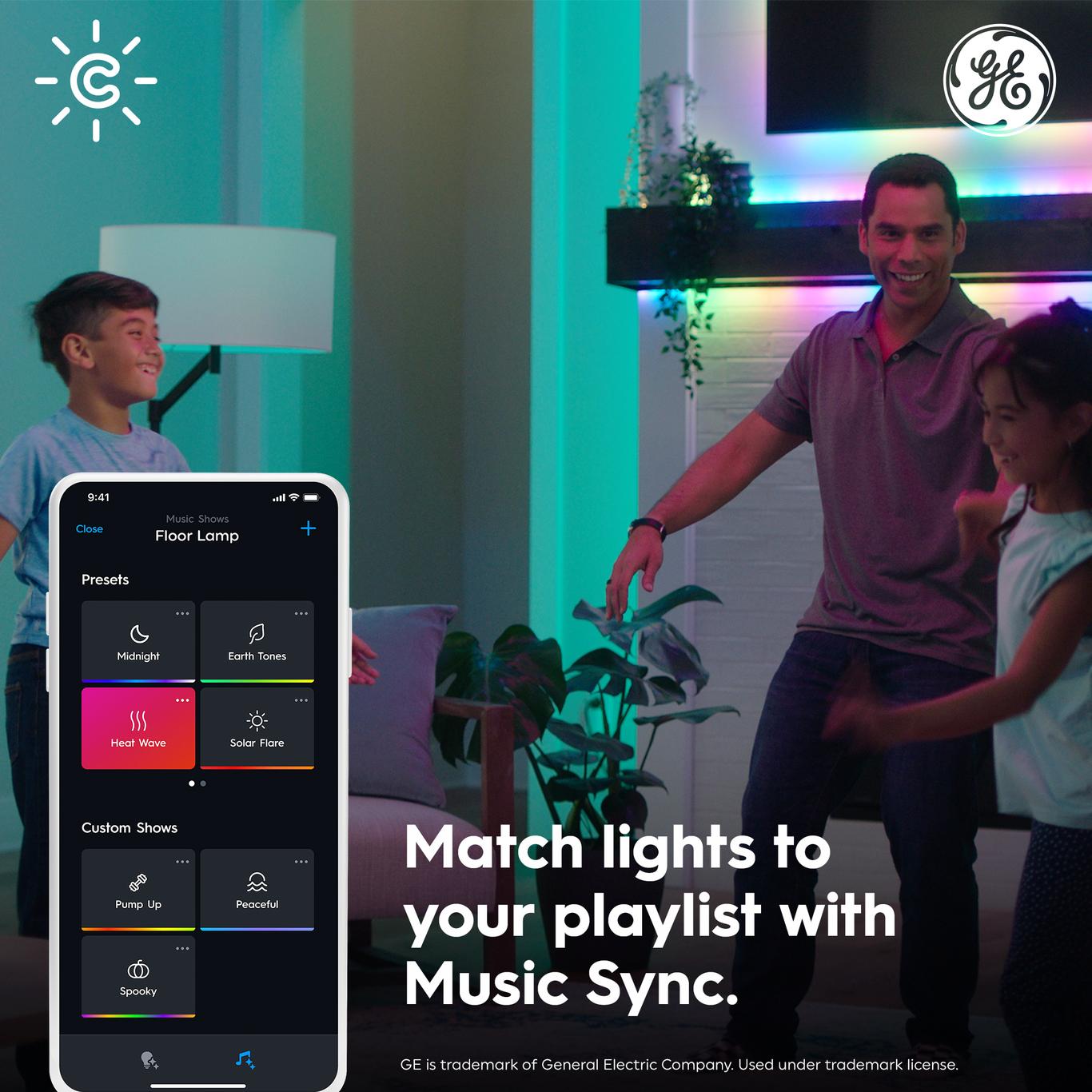 GE Cync Dynamic Effects A19 Smart LED Light Bulb, Color Changing Smart ...