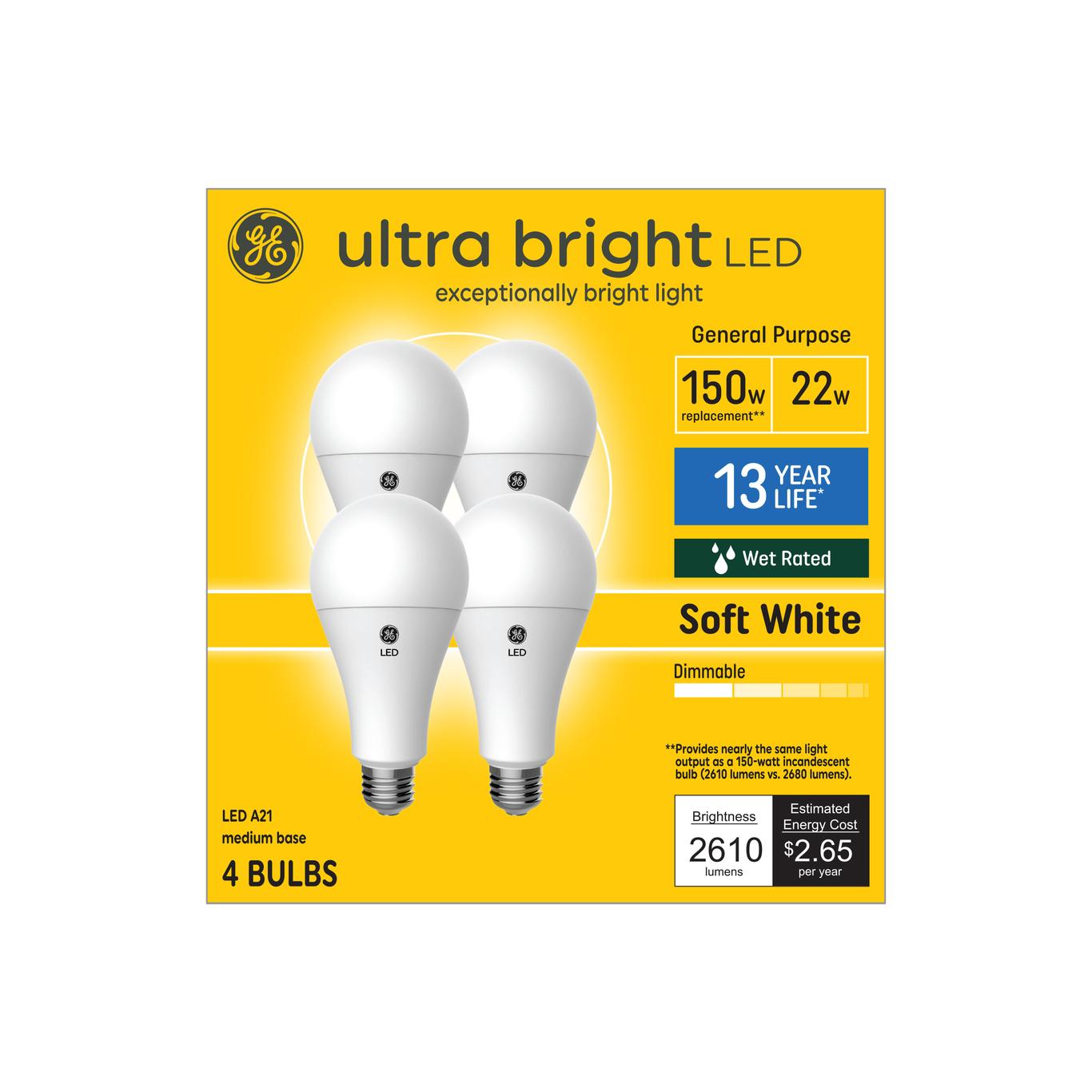 GE Ultra Bright LED 150 Watt Replacement, Soft White, A21 General ...