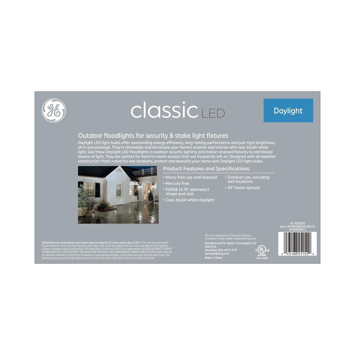 GE Basic LED 90 Watt Replacement, Daylight, PAR38 Outdoor Floodlight ...