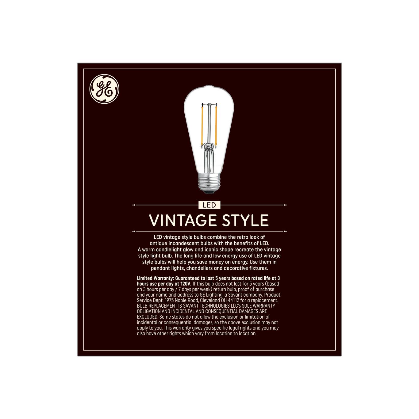 GE Vintage LED 60 Watt Replacement, Candlelight, ST19 Edison Bulbs (2 Pack)