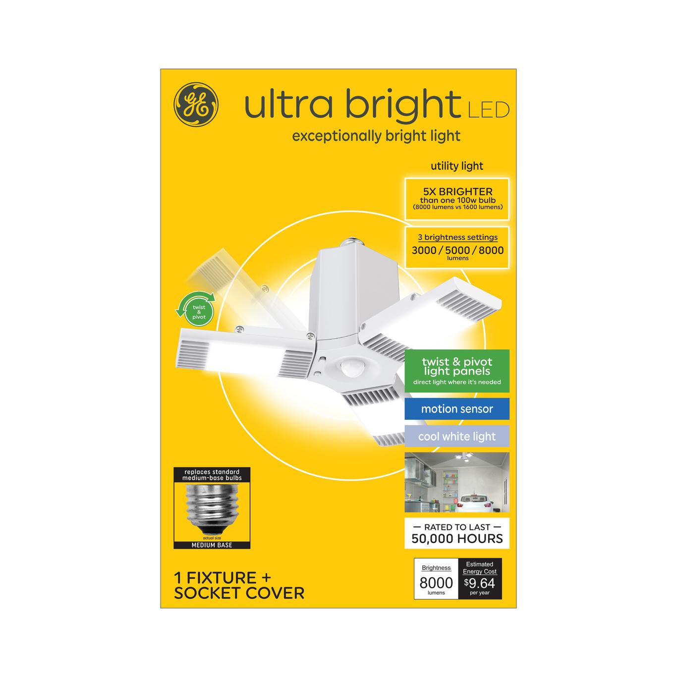 GE Ultra Bright LED Utility Light Fixture, Adjustable Light Panels ...