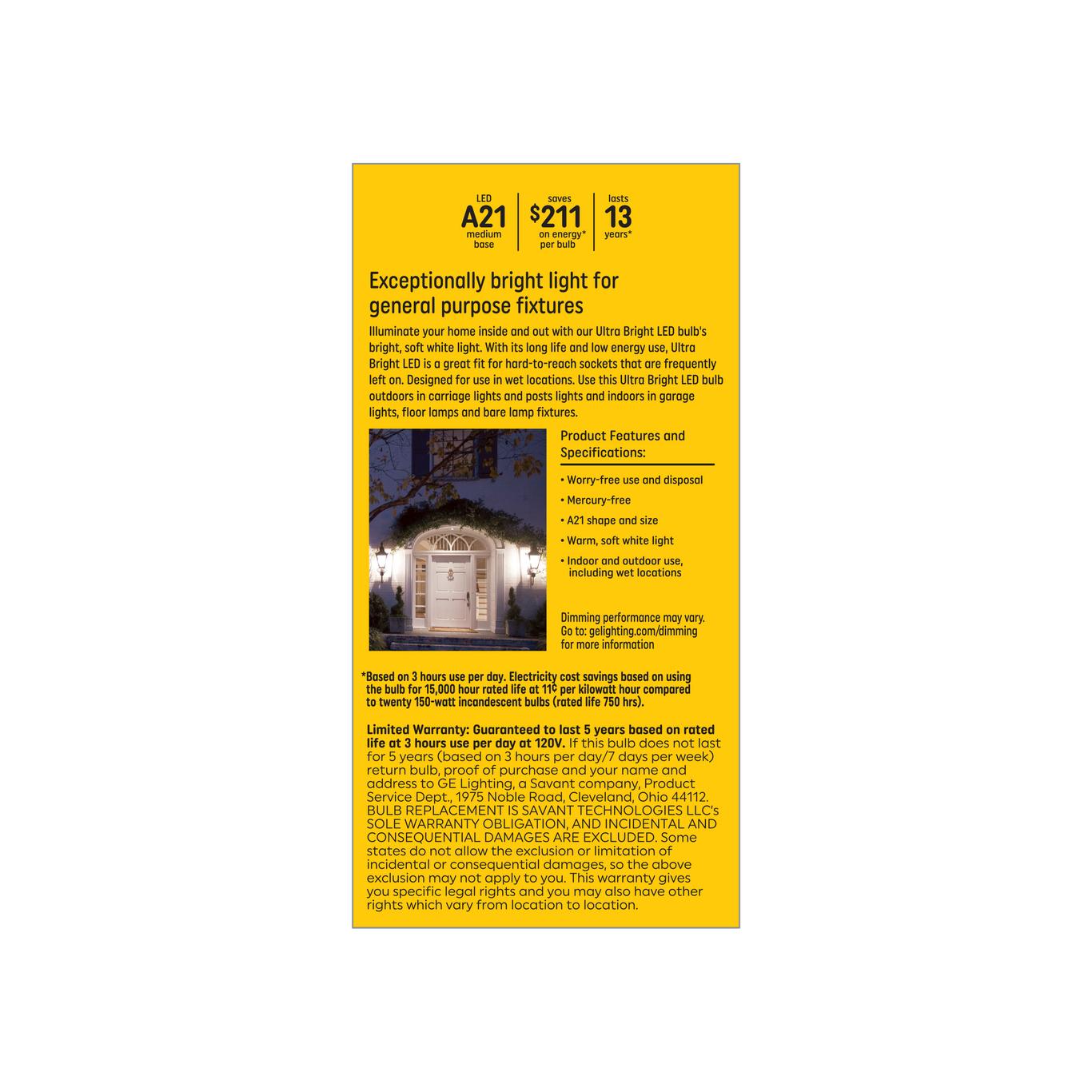 GE Ultra Bright LED 150 Watt Replacement, Soft White, A21 General ...