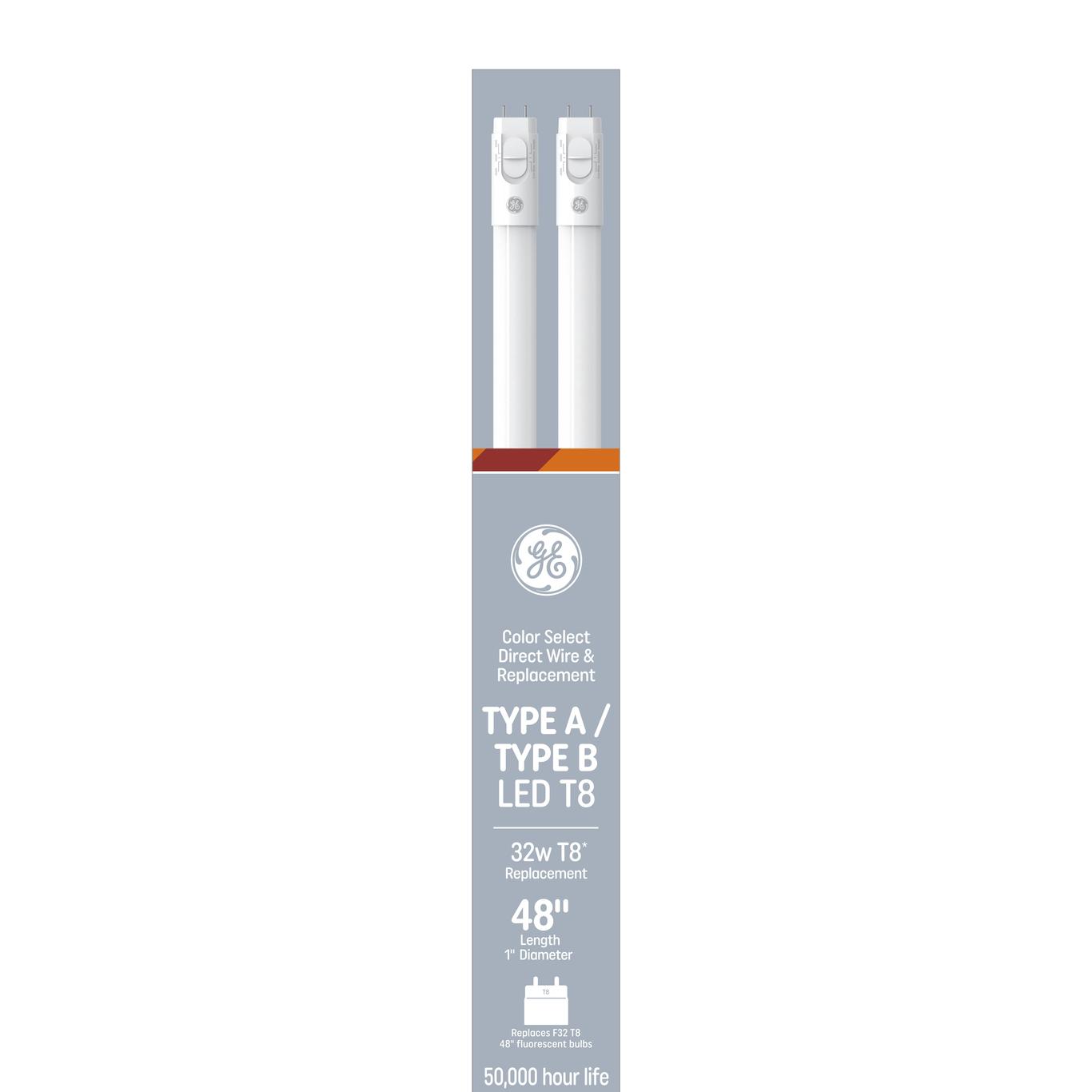 GE Color Select LED 32 Watt Replacement, T8 LED Tube Bulbs (2 Pack)