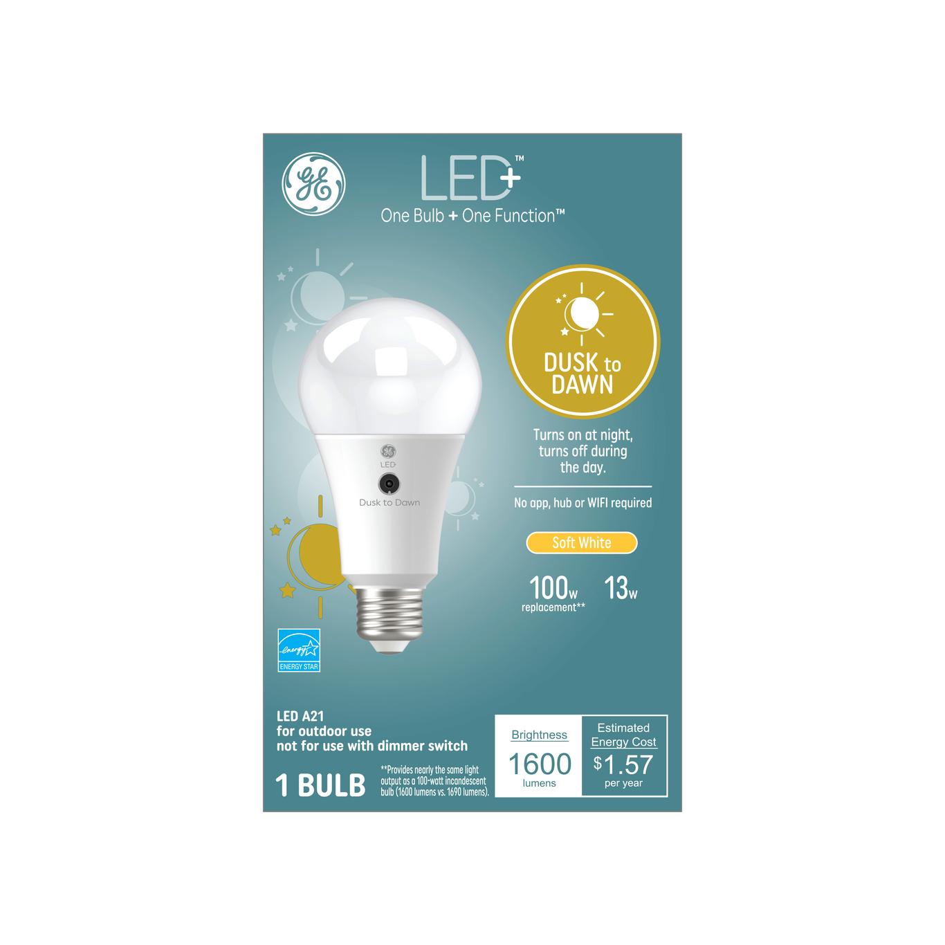 GE LED+ Dusk to Dawn Light Bulbs | A21 General Purpose Bulb (1-Pack)