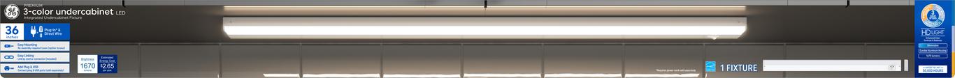 GE Premium 3-Color HD Under Cabinet LED 22W Direct Wire and Plug-In ...