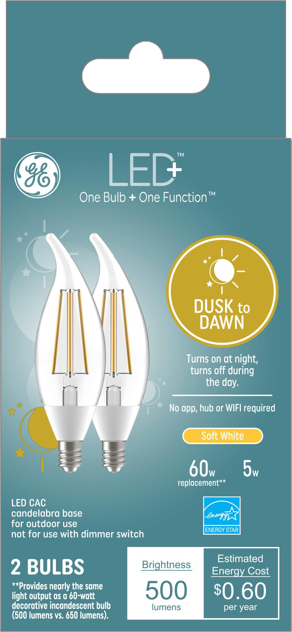 GE LED+ Dusk to Dawn Light Bulbs, Sunlight Sensing Outdoor Security LED ...