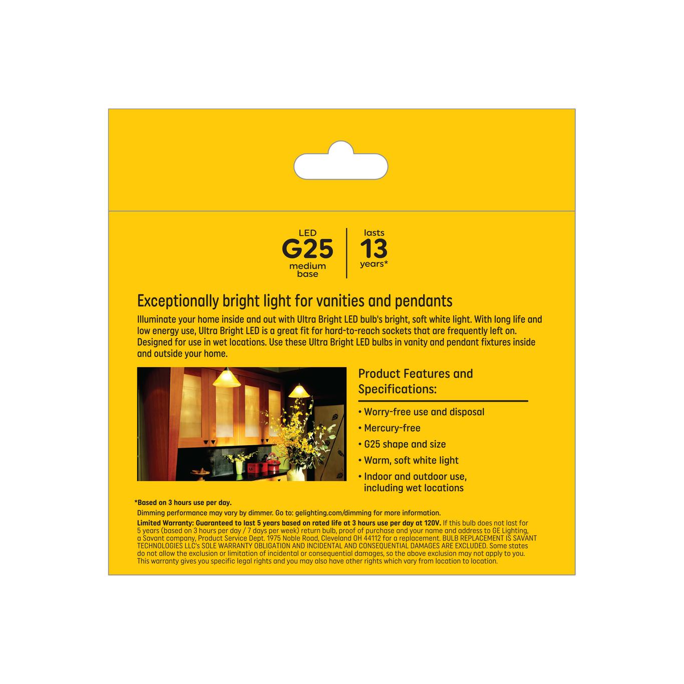 GE Ultra Bright LED 100 Watt Replacement, Soft White, G25 Vanity ...