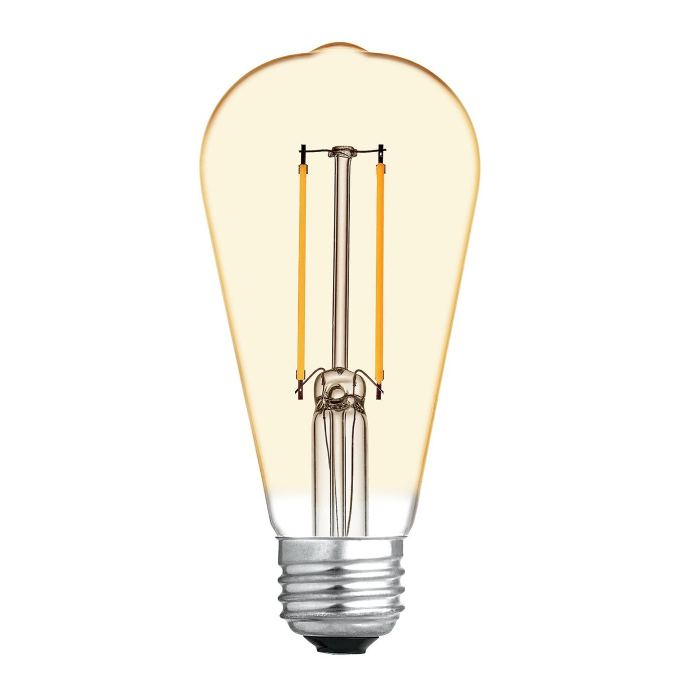 GE Vintage Style ST19 LED Light Bulb, Edison Style Bulb, Amber Glass ...
