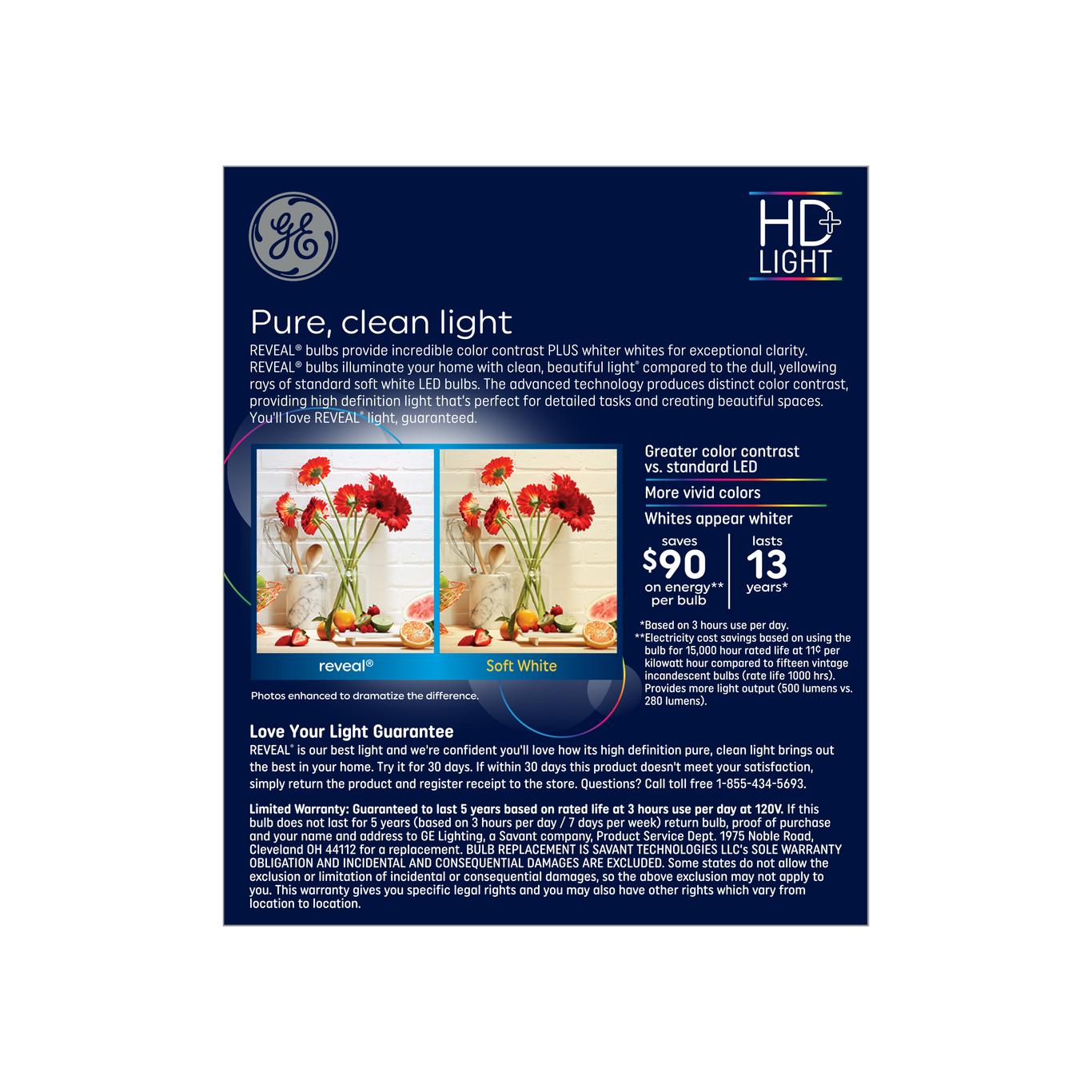 GE Reveal HD+ LED 60 Watt Replacement, Reveal, ST19 Edison Bulbs (4 Pack)