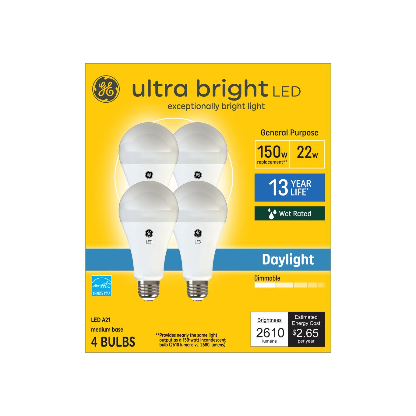 GE Ultra Bright LED 150 Watt Replacement, Daylight, A21 General Purpose ...