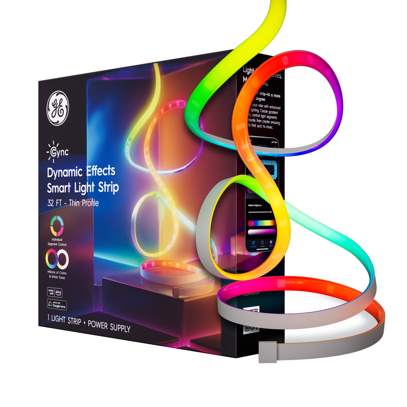 GE Cync Dynamic Effects Smart Light Strip with Music Sync, Color ...