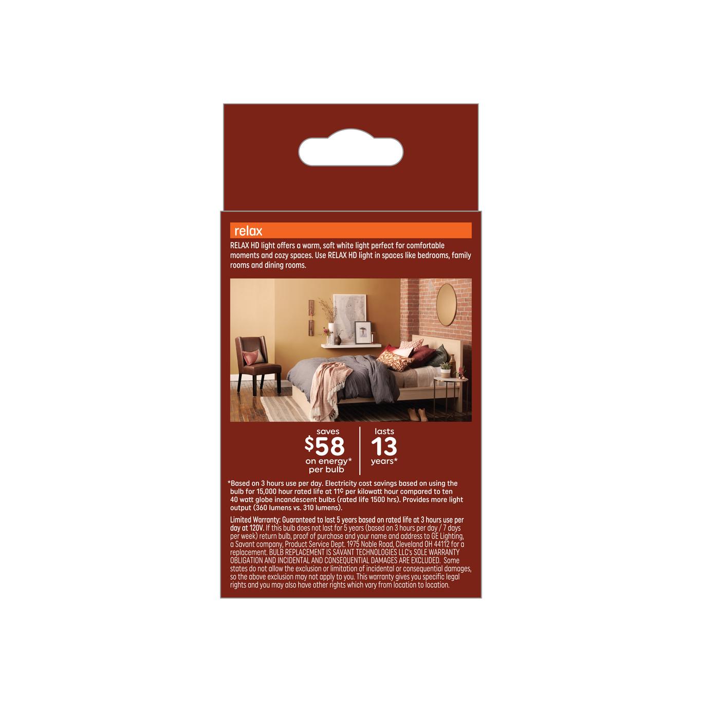 GE Relax HD G16.5 LED Light Bulbs, Vanity Globe Lights, 40 Watt ...