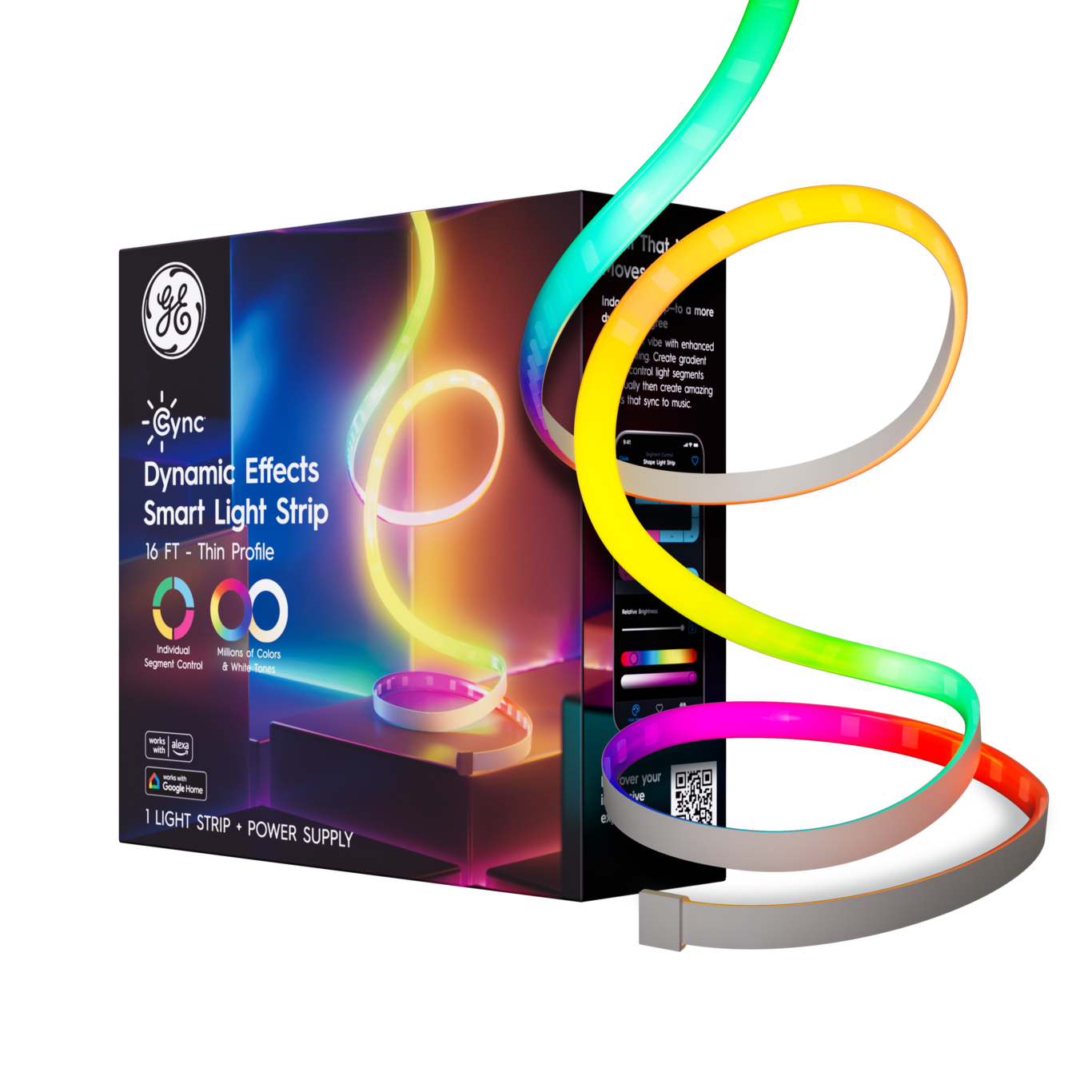 GE Cync Dynamic Effects Smart Light Strip with Music Sync, Color ...