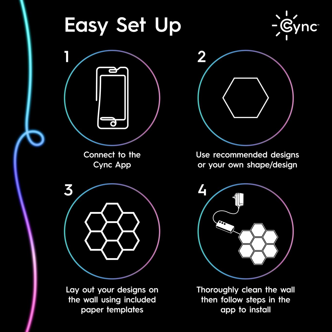 Cync Color-Changing Hexagon Lights | Dynamic Effects Smart Panel Lights ...