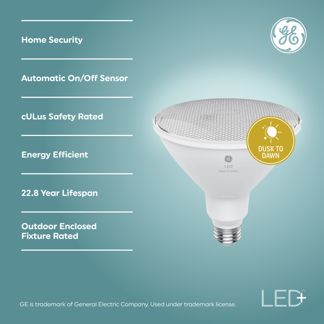 GE LED+ PAR38 Dusk to Dawn LED Light Bulbs, Outdoor Security Floodlight ...