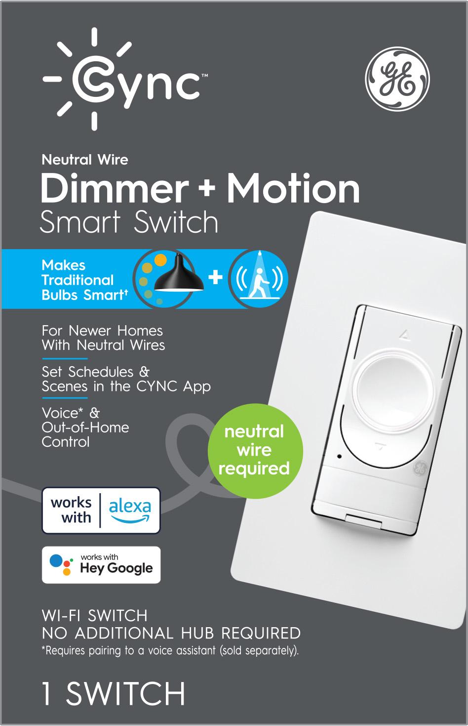 GE Cync Smart Light Dimmer Switch & Motion Sensor, Neutral Wire ...