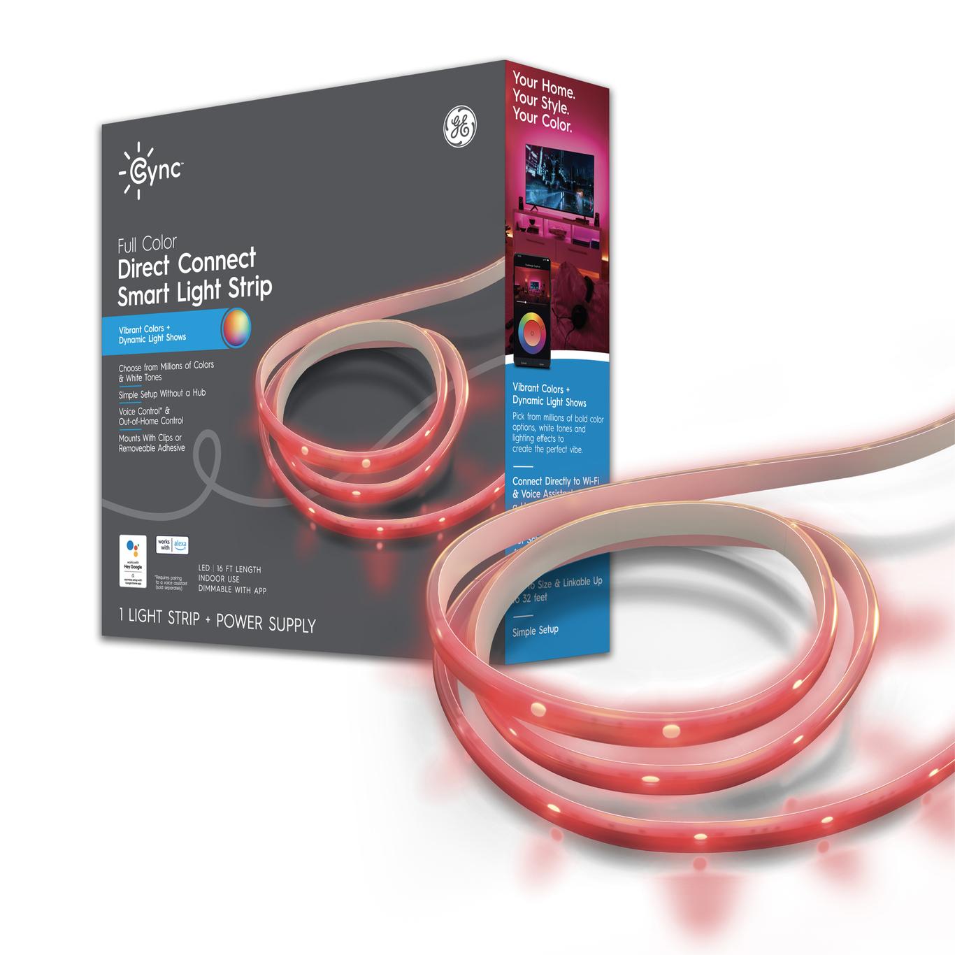 GE Cync Smart LED Light Strip, Color Changing WiFi Strip Light, Indoor ...