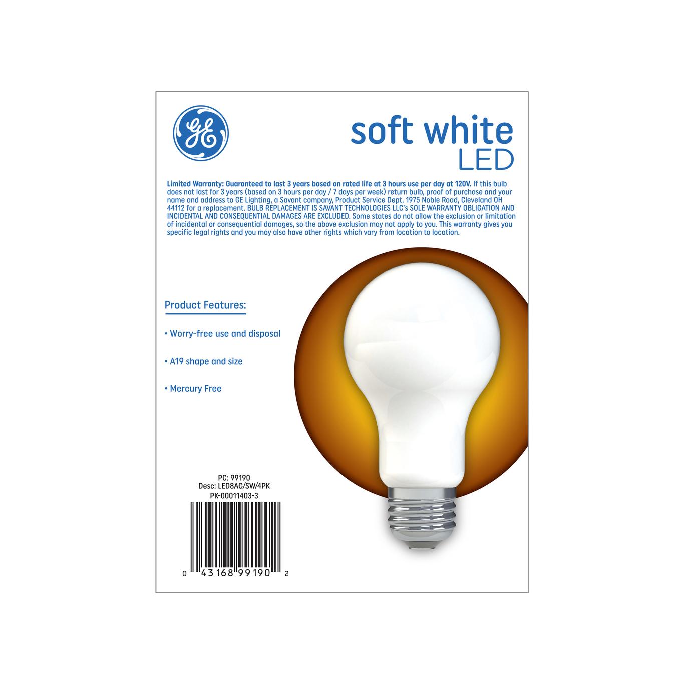 GE Basic LED 60 Watt Replacement, Soft White, A19 General Purpose Bulbs ...
