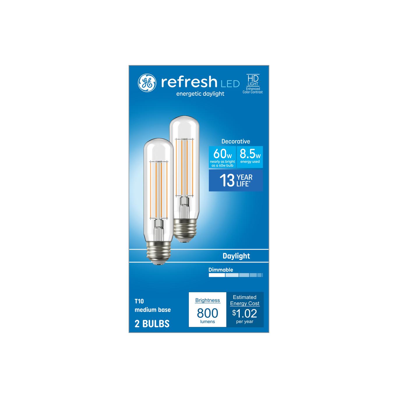 GE Refresh HD LED 60 Watt Replacement, Daylight, T10 Decorative ...