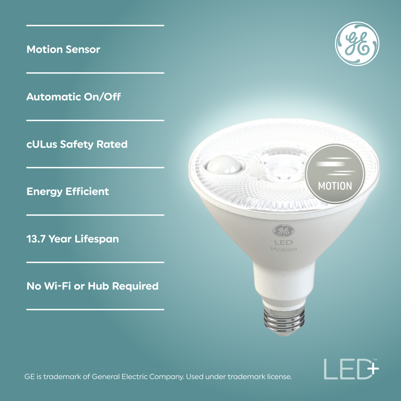 GE LED+ Motion Sensor LED Light Bulb, PAR38 Outdoor Security Floodlight ...