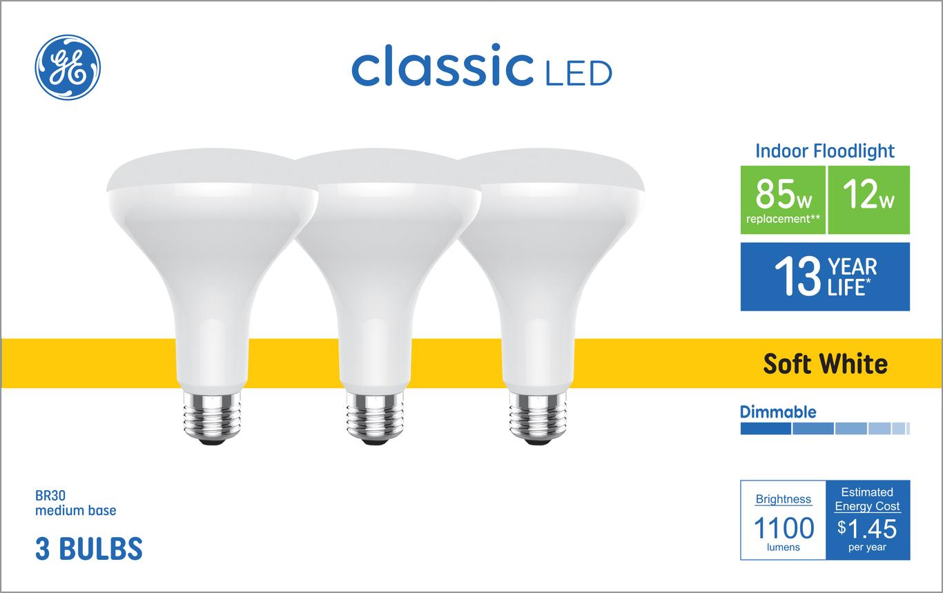GE Classic LED 85 Watt Replacement, Soft White, BR30 Indoor Floodlight ...