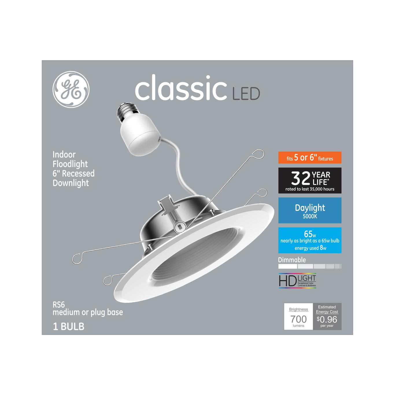 GE Classic RS6 LED Recessed Downlight Fixture, 65 Watt Replacement ...