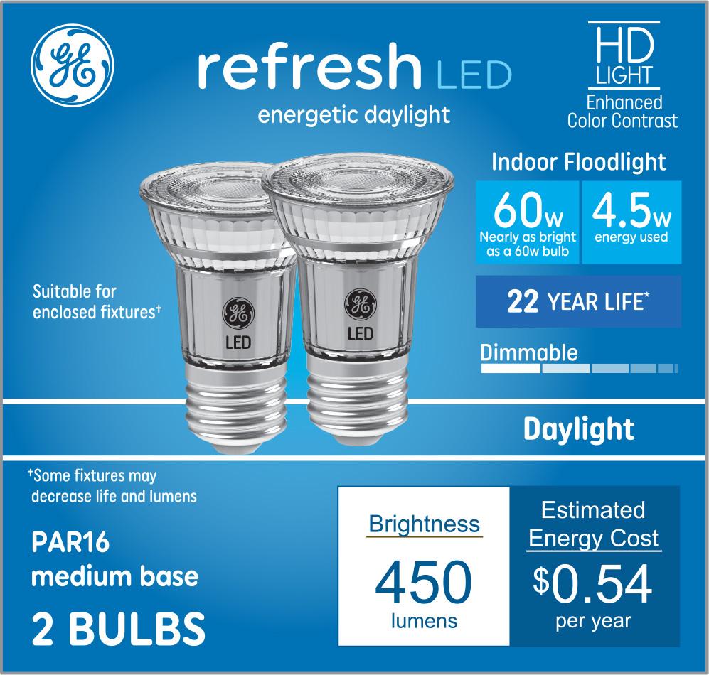 GE Refresh HD LED 60 Watt Replacement, Daylight, PAR16 Indoor ...