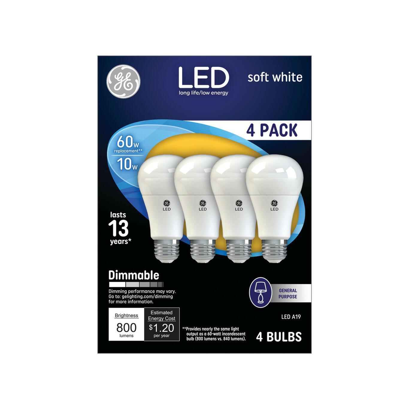GE Classic LED 60 Watt Replacement, Soft White, A19 General Purpose ...