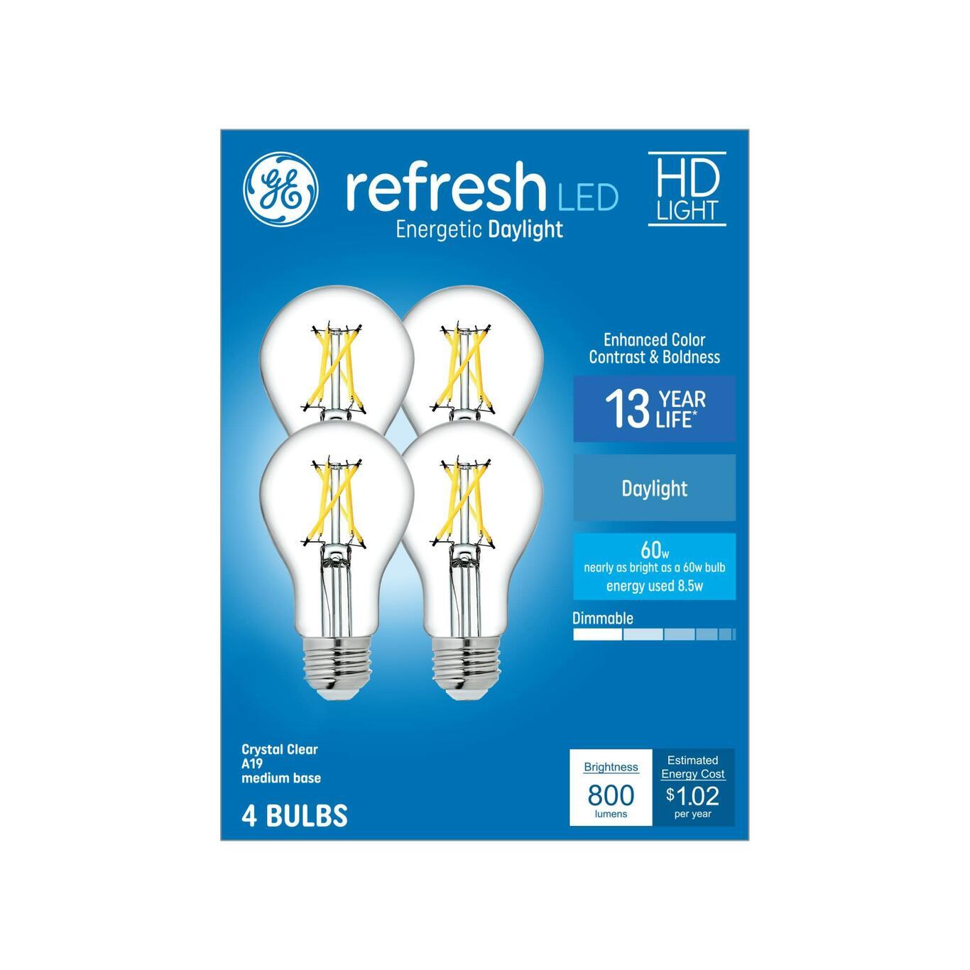 GE Refresh HD LED 60 Watt Replacement, Daylight, A19 General Purpose ...