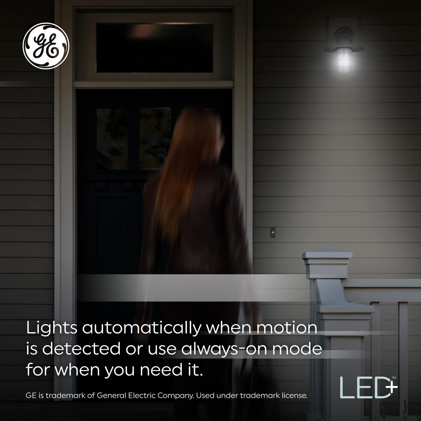 GE LED+ Motion Sensor LED Light Bulb, PAR38 Outdoor Security Floodlight ...