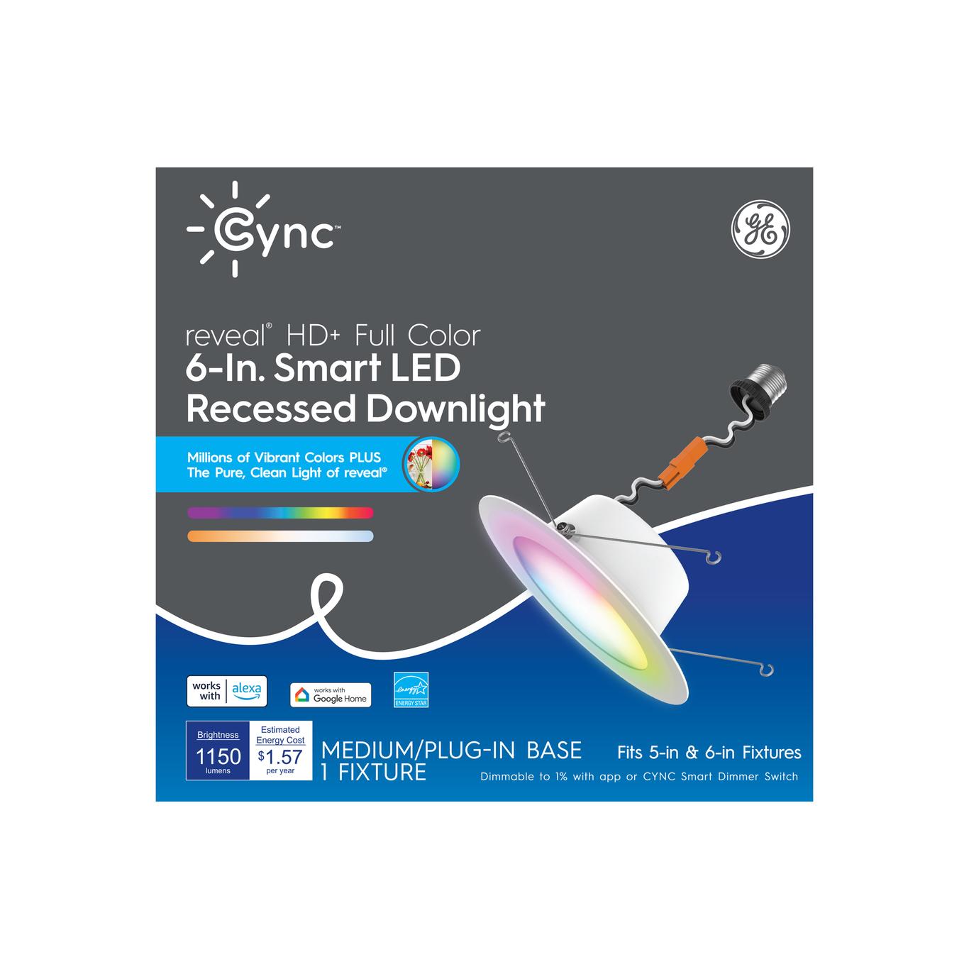 GE Cync reveal® Smart LED Recessed Downlight Fixtures, Color Changing ...