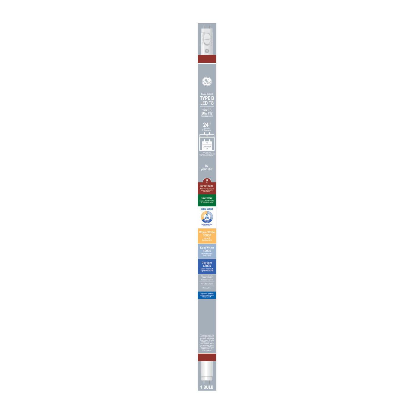 GE Color Select LED Tube Lights, Type B T8 24inches, 17 Watt ...