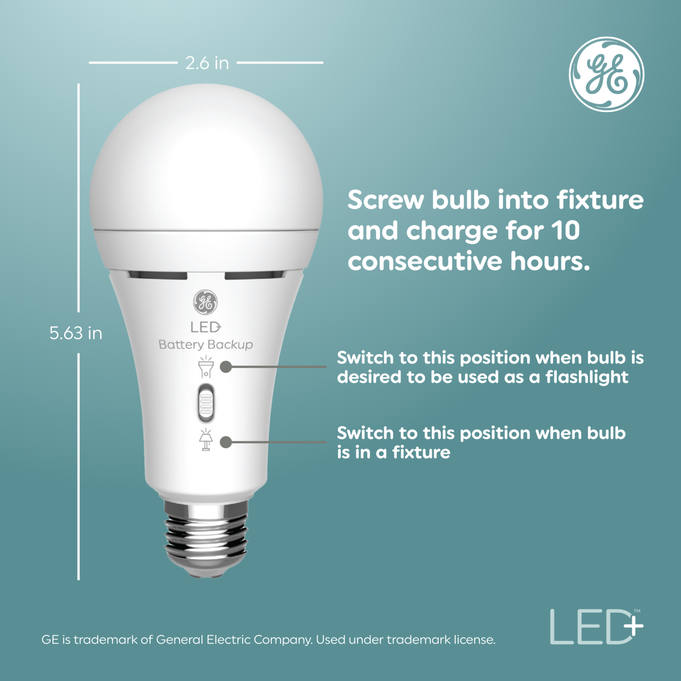 GE LED+ Battery Backup A21 LED Light Bulbs with Built-in Flashlight