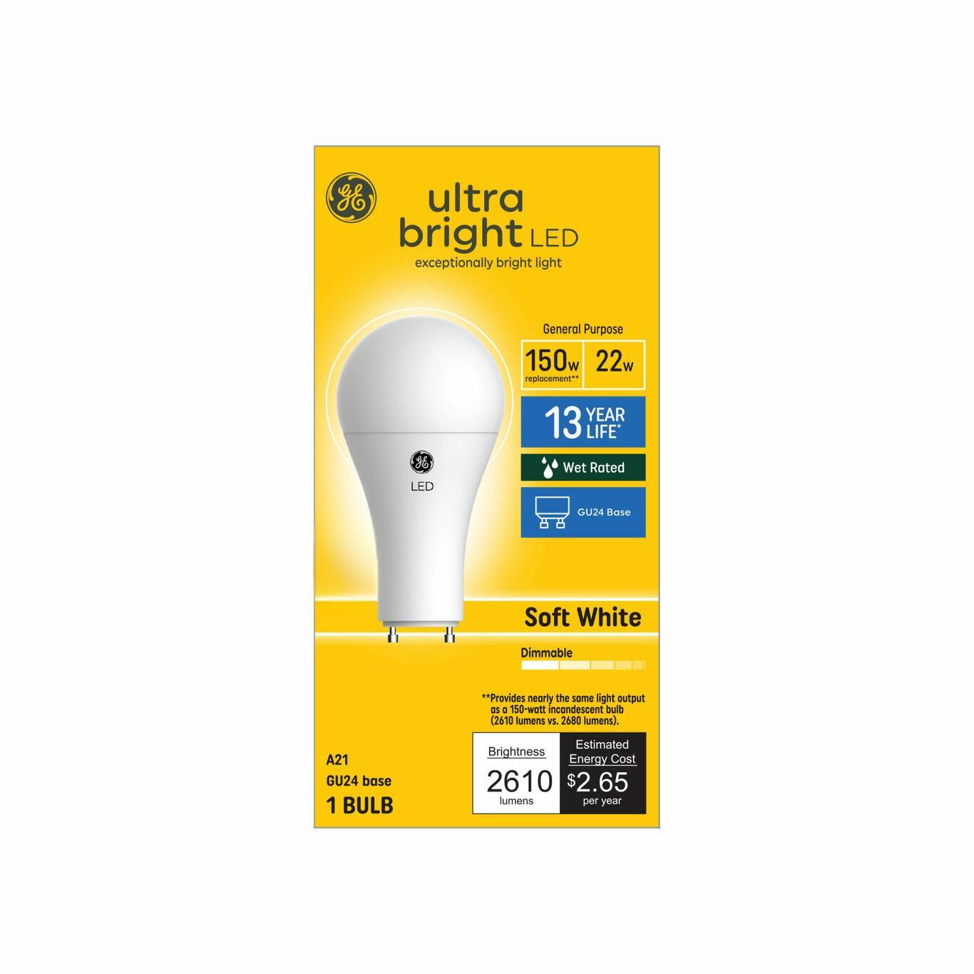 GE Ultra Bright LED 150 Watt Replacement, Soft White, A21 General ...