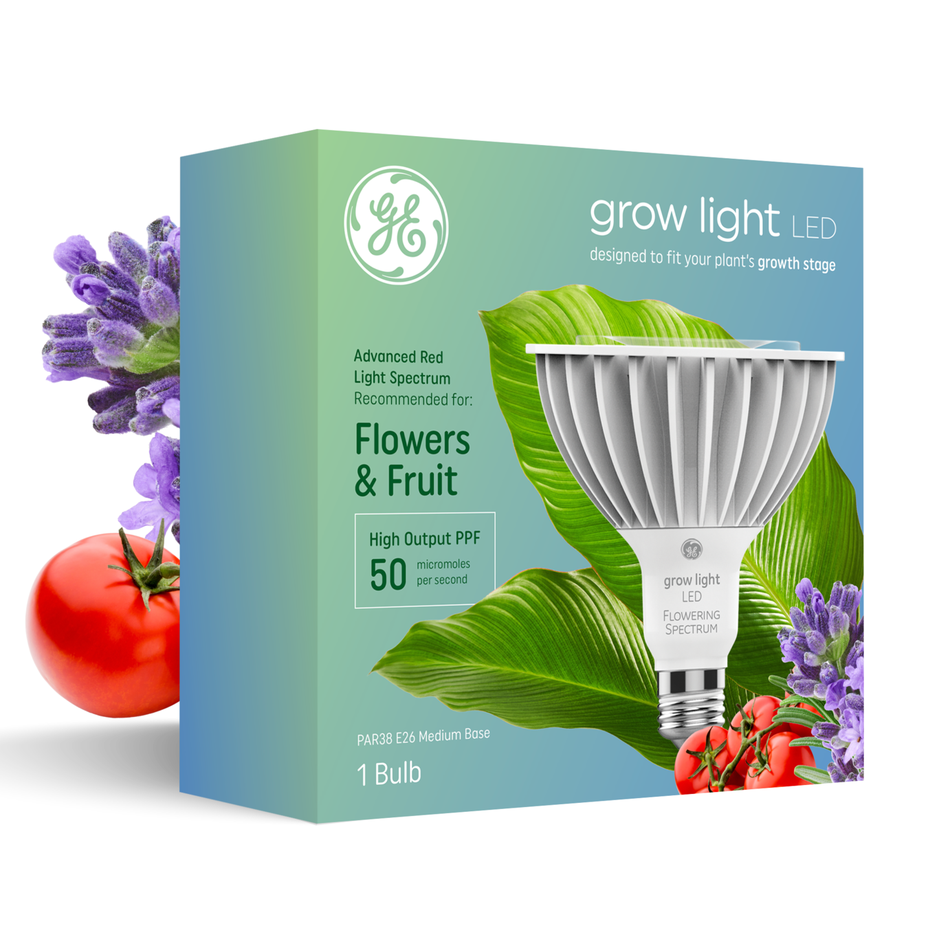 GE Grow LED Light Bulb for Indoor Plants, PAR38 Flood Light for Fruits ...