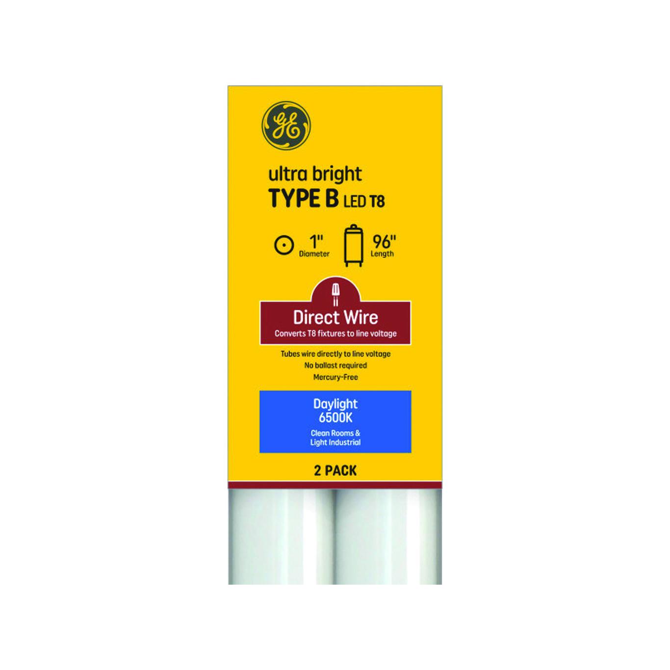 GE Ultra Bright LED 250 Watt Replacement, Daylight, T8 LED Tube Bulbs ...