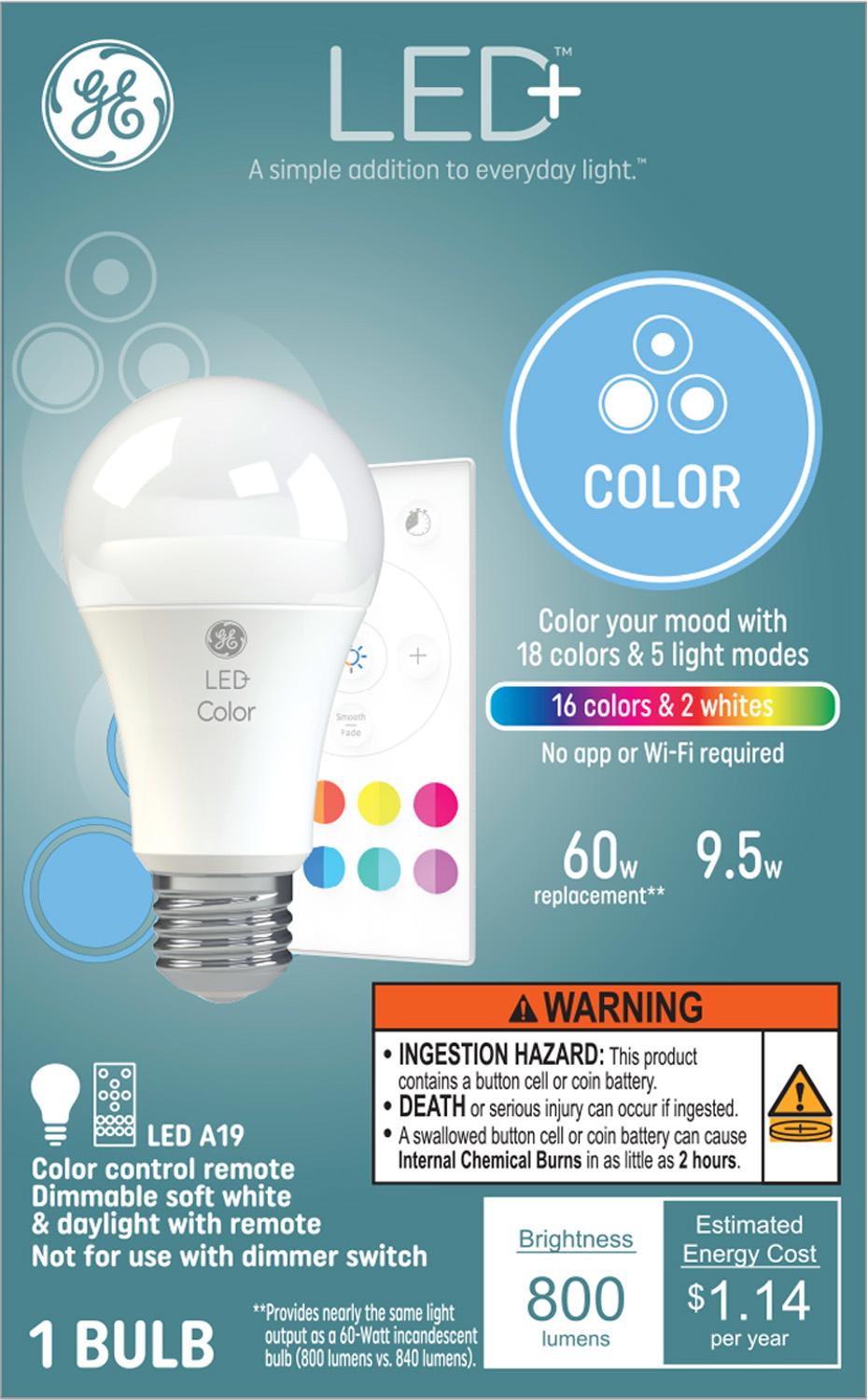 GE LED+ Color 9 Watts Light Bulb 1 ea